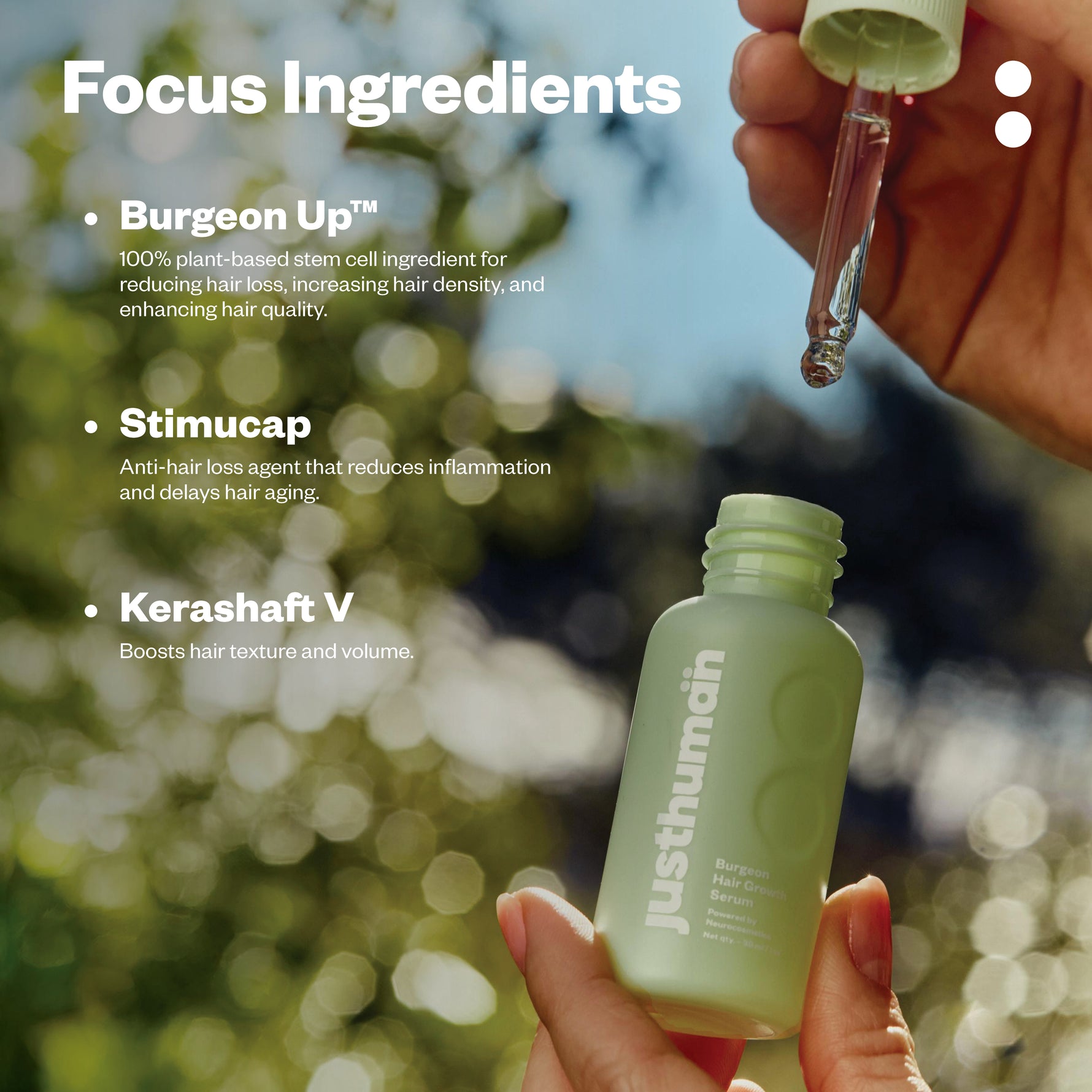 Justhuman's Burgeon Hair Growth Serum | Plant-Based Care